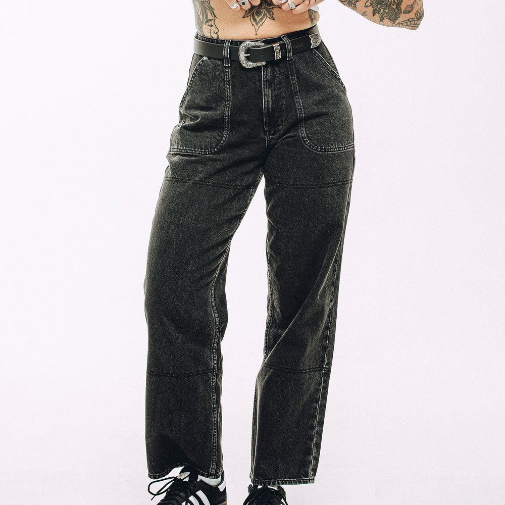 Washed Black Denim Rosa Jean | Women's High-waisted Pants & P&Co - A ...