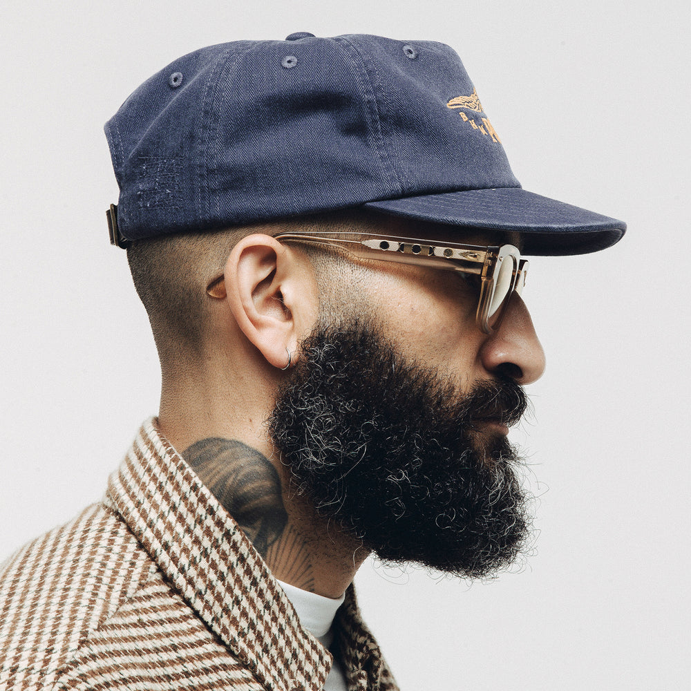 Navy Founders Short Peak 5 Panel Cap | Hats & Beanies & P&Co - A ...